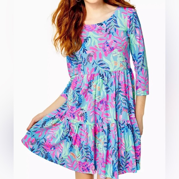 Lilly Pulitzer | Dresses | Lilly Pulitzer Geanna Tiered Dress Youve Been Spotted Floral Jungle ...
